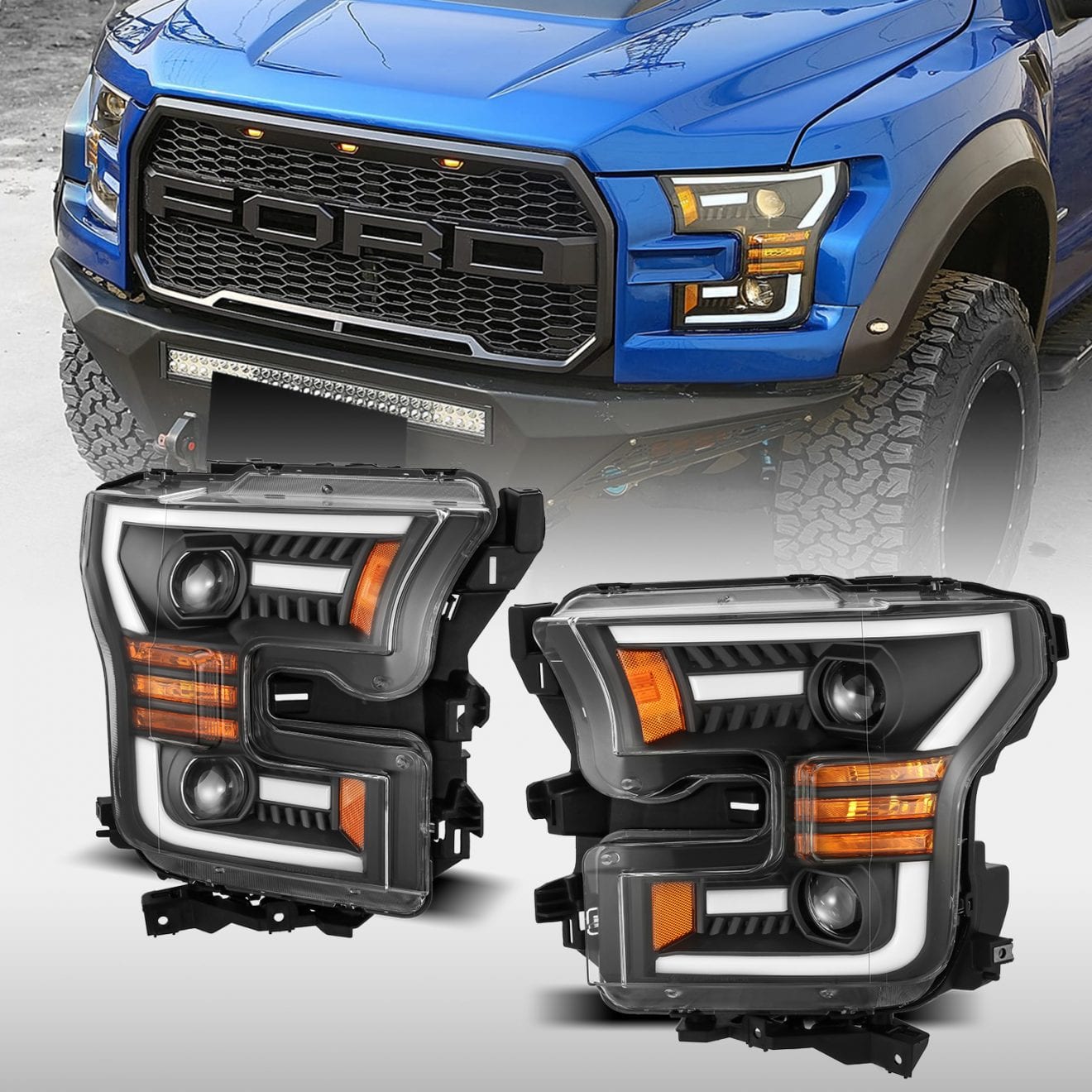 AlphaRex Luxx-Series 17-20 Ford F150 Raptor Projector Headlights ...