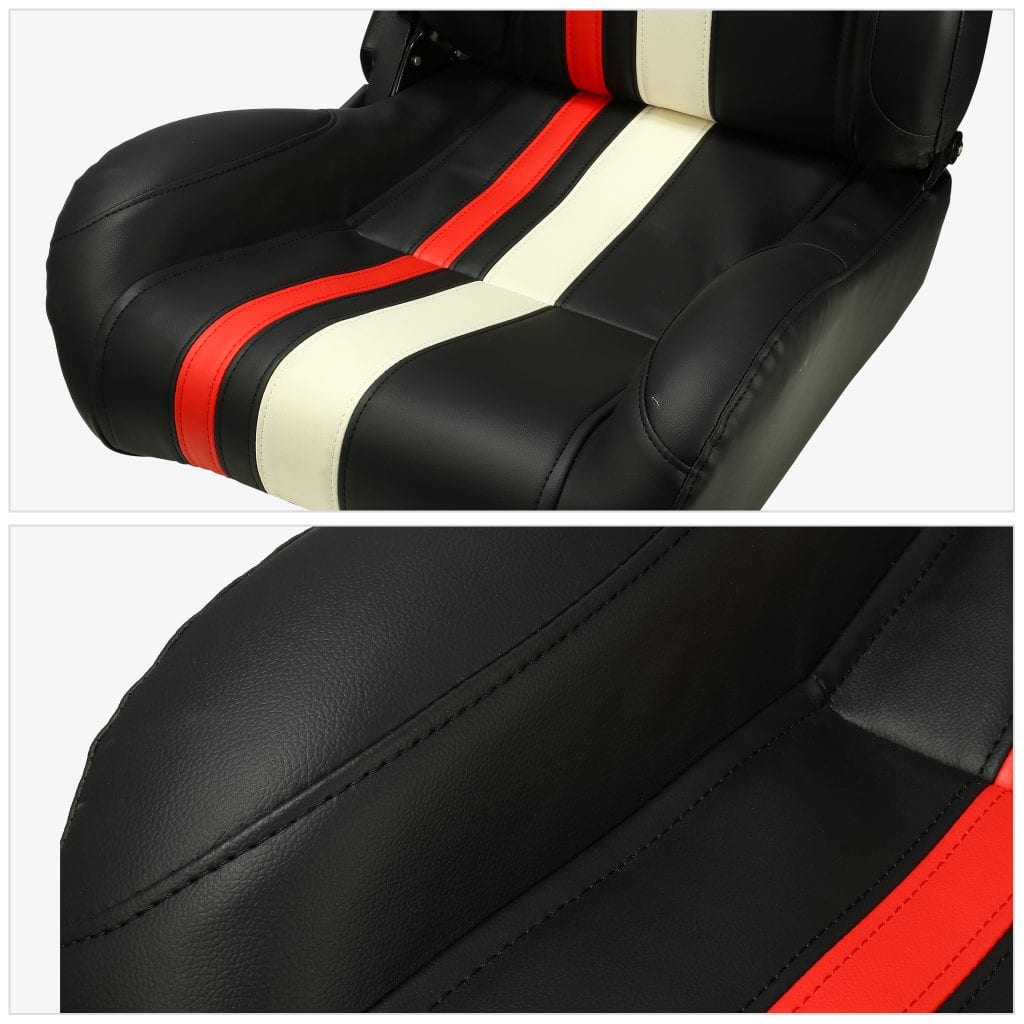 Pair of Black PVC + Snake Pattern Reclinable Racing Seats W/Silders ...