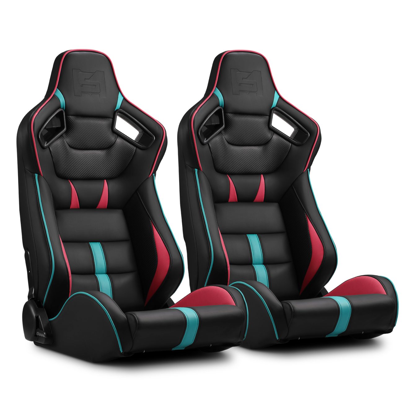 Modiftystreet Venom-Series PVC Racing Seats (Black+PINK) - ModifyStreet
