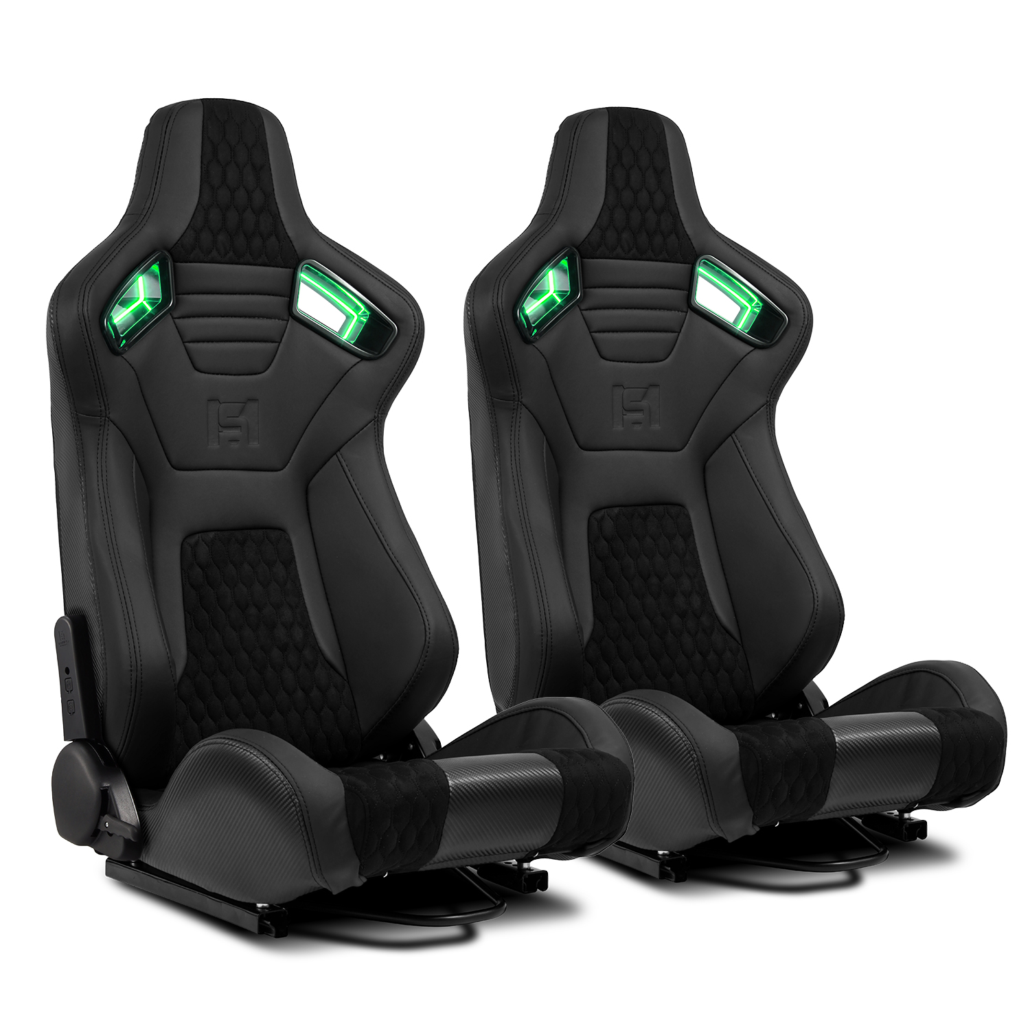 Neon Racer Series Universal PVC Leather Racing Seats Black/Red ...